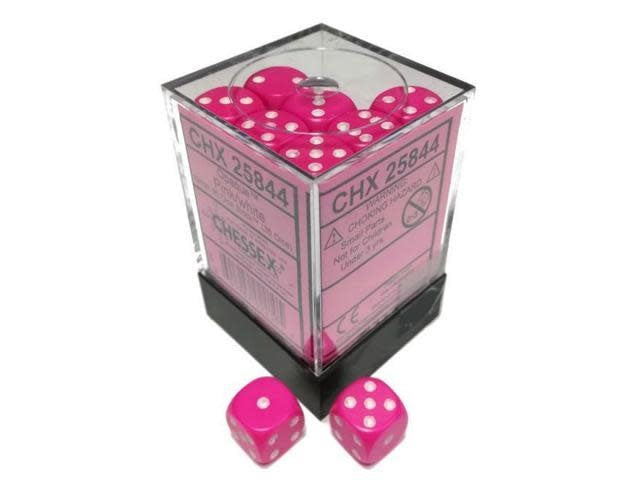 Chessex Opaque Pinkwhite Set Of 36 D6 Dice Frontline Gaming